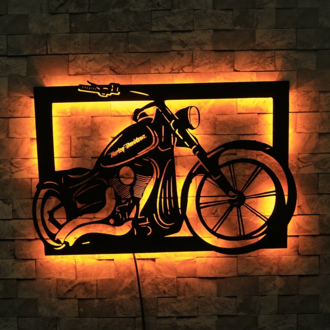 Harley Davidson, Harley Davidson Motorcycle Led Sign, Neon Sign, Home ...