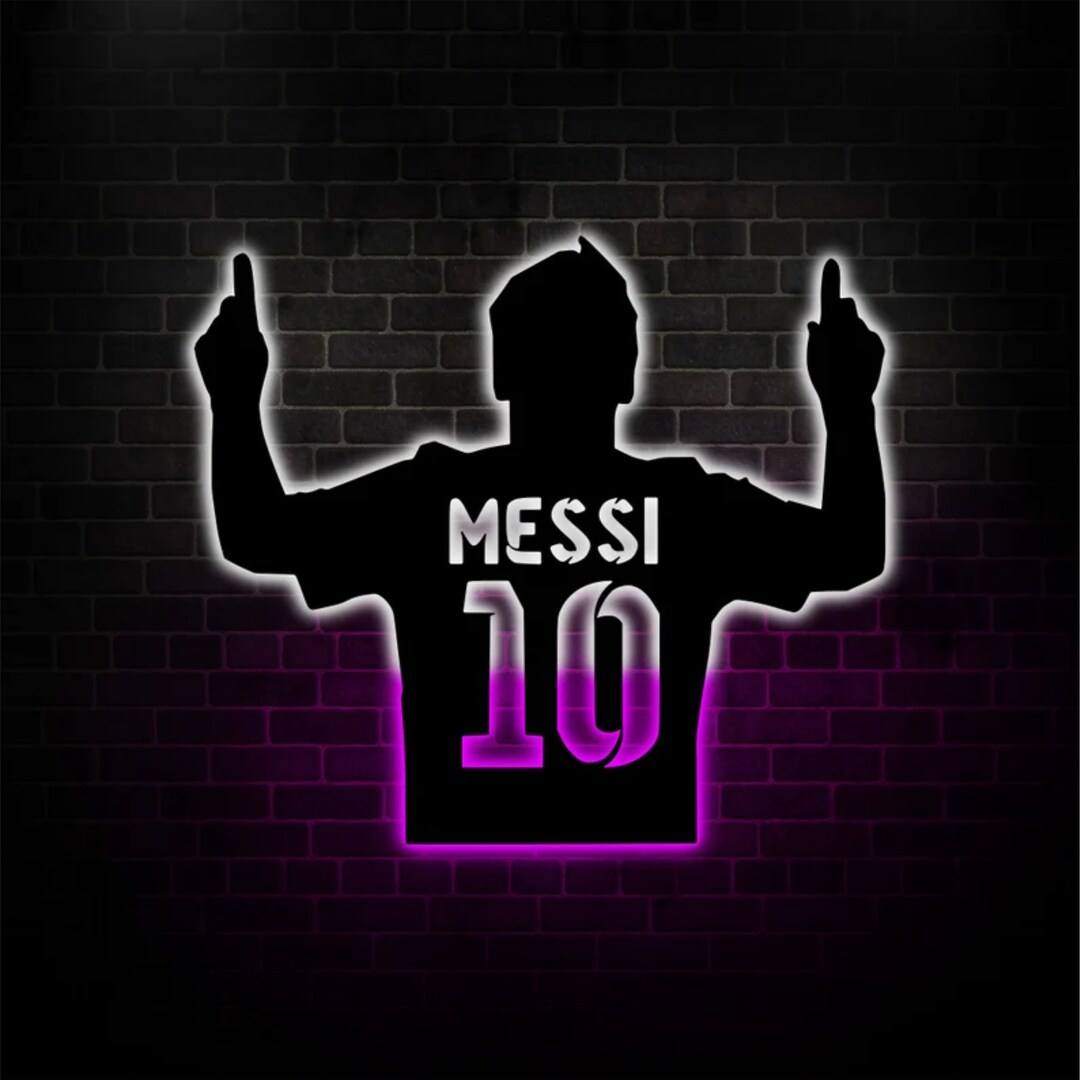 Lionel Messi Led Wood Wall Sign, Messi Led Lighted Wall Decor, Messi ...