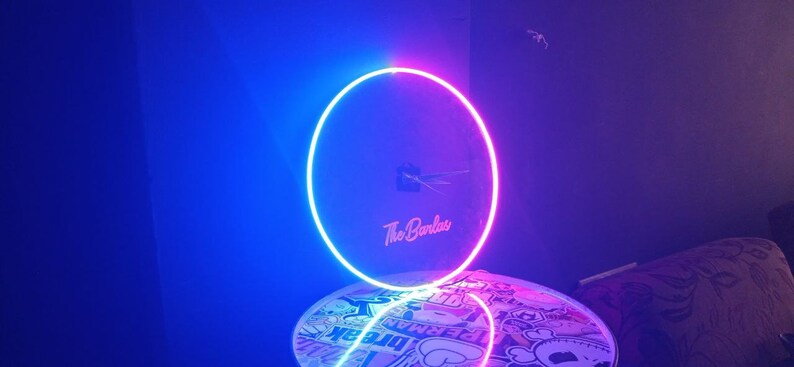 Neon Wall Clock, Modern Wall Clock, Gaming Room Clock, Neon Light ...