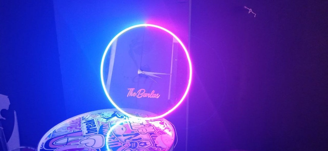 Neon Wall Clock, Modern Wall Clock, Gaming Room Clock, Neon Light ...