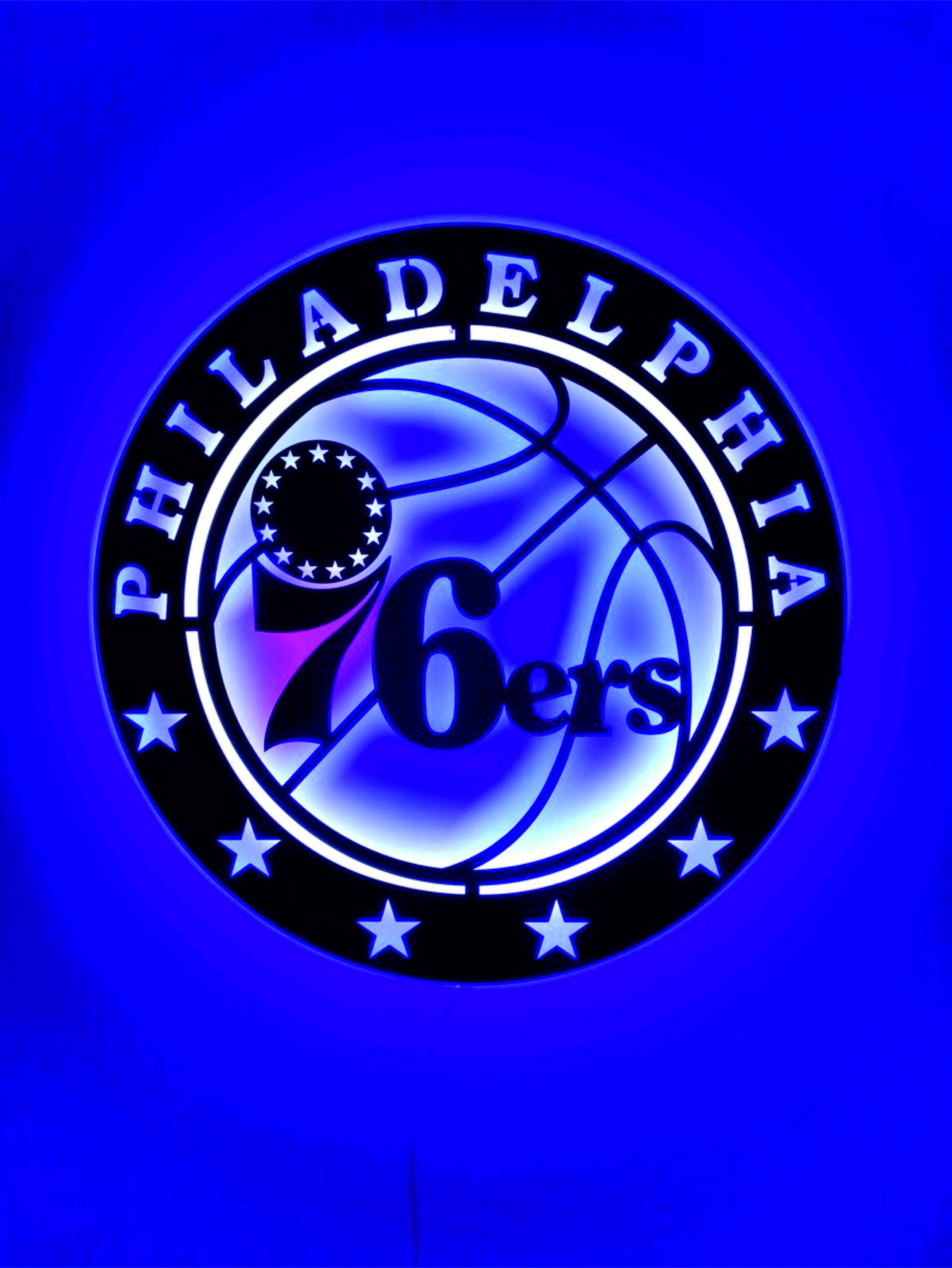 Philadelphia 76ers Woodlogo, LED Wood Wall Art, Wall Decor ...