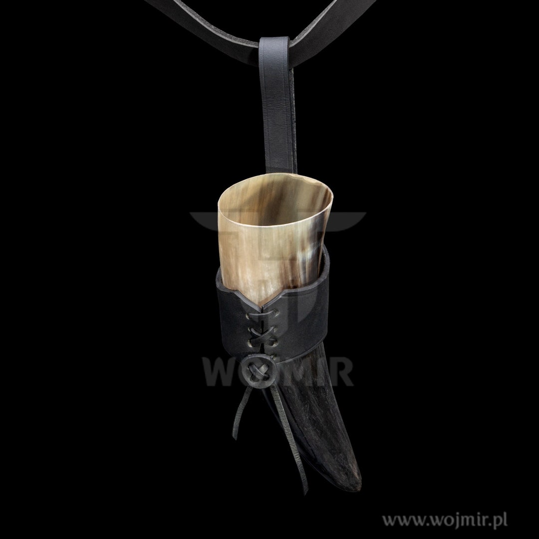 Viking Horn 0.4l With Leather Holder, Cow Horn - Etsy