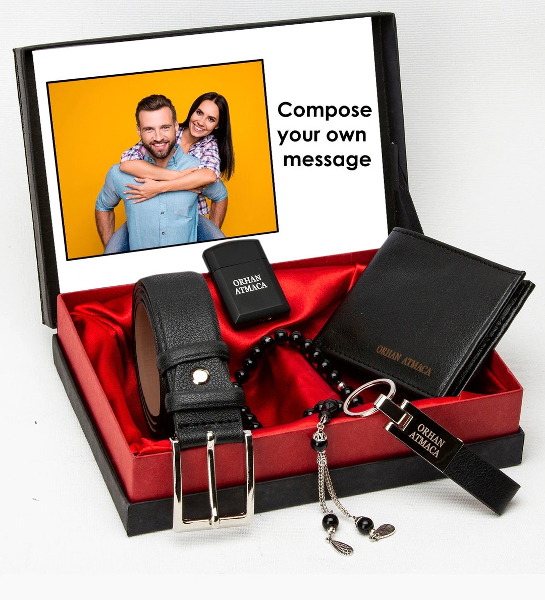 Personalized Photo Wallet Lighter Keychain Rosary and Belt Set ...