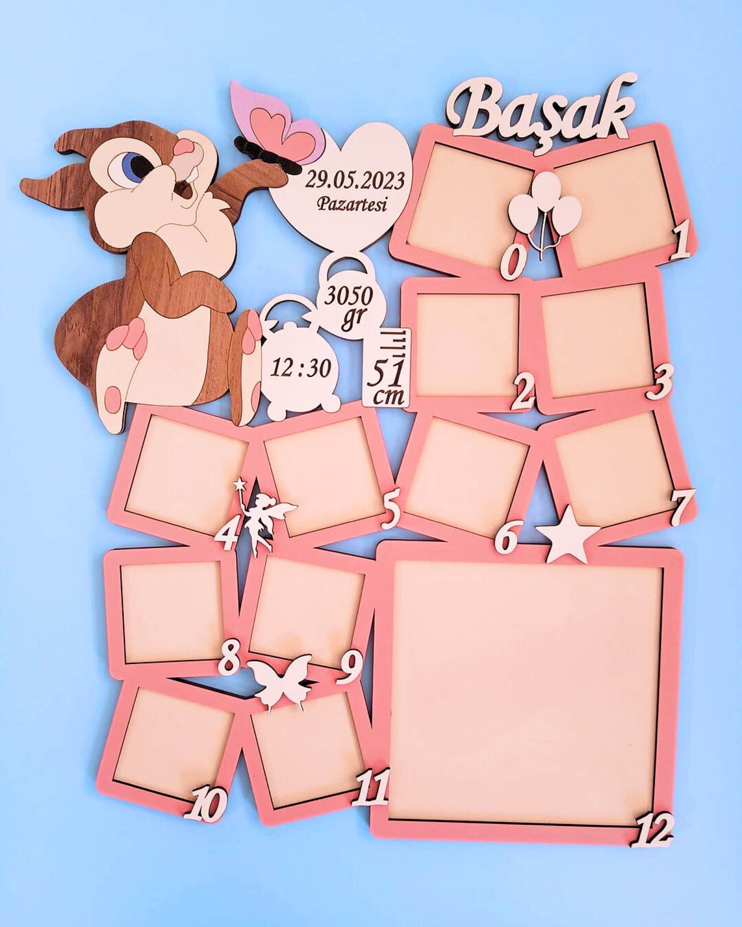 Custom Design Personalized Newborn 12month Photo Frame Panel/first Year ...