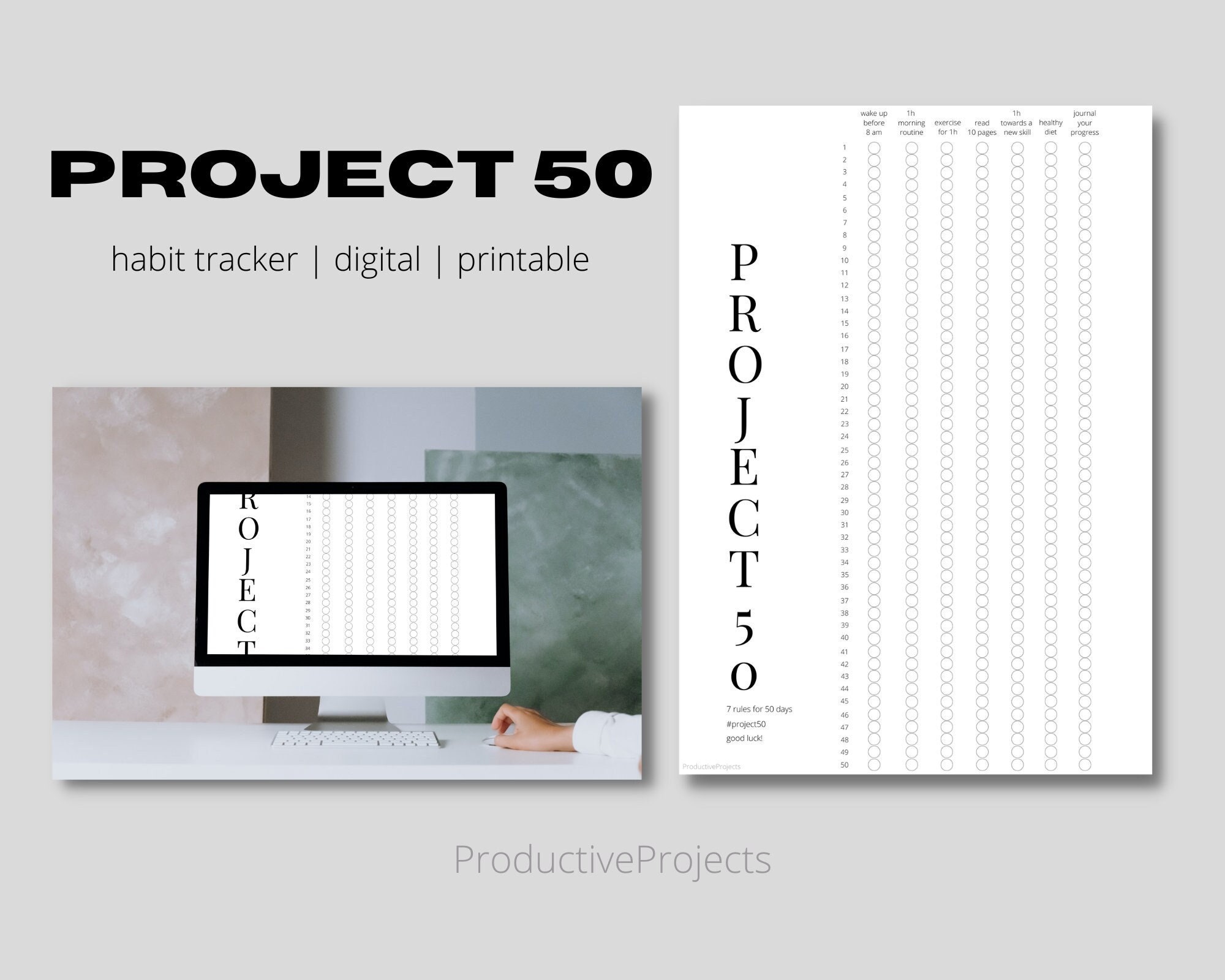 Project 50 | Habit Tracker | Digital Planner | Goodnotes, Notability ...