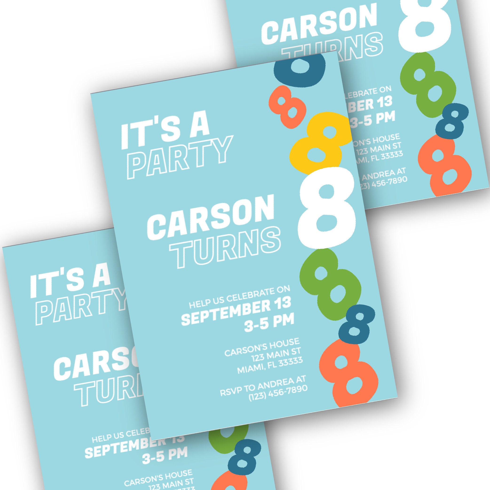 8th Birthday Party Invitation Boy Birthday Party Kid - Etsy