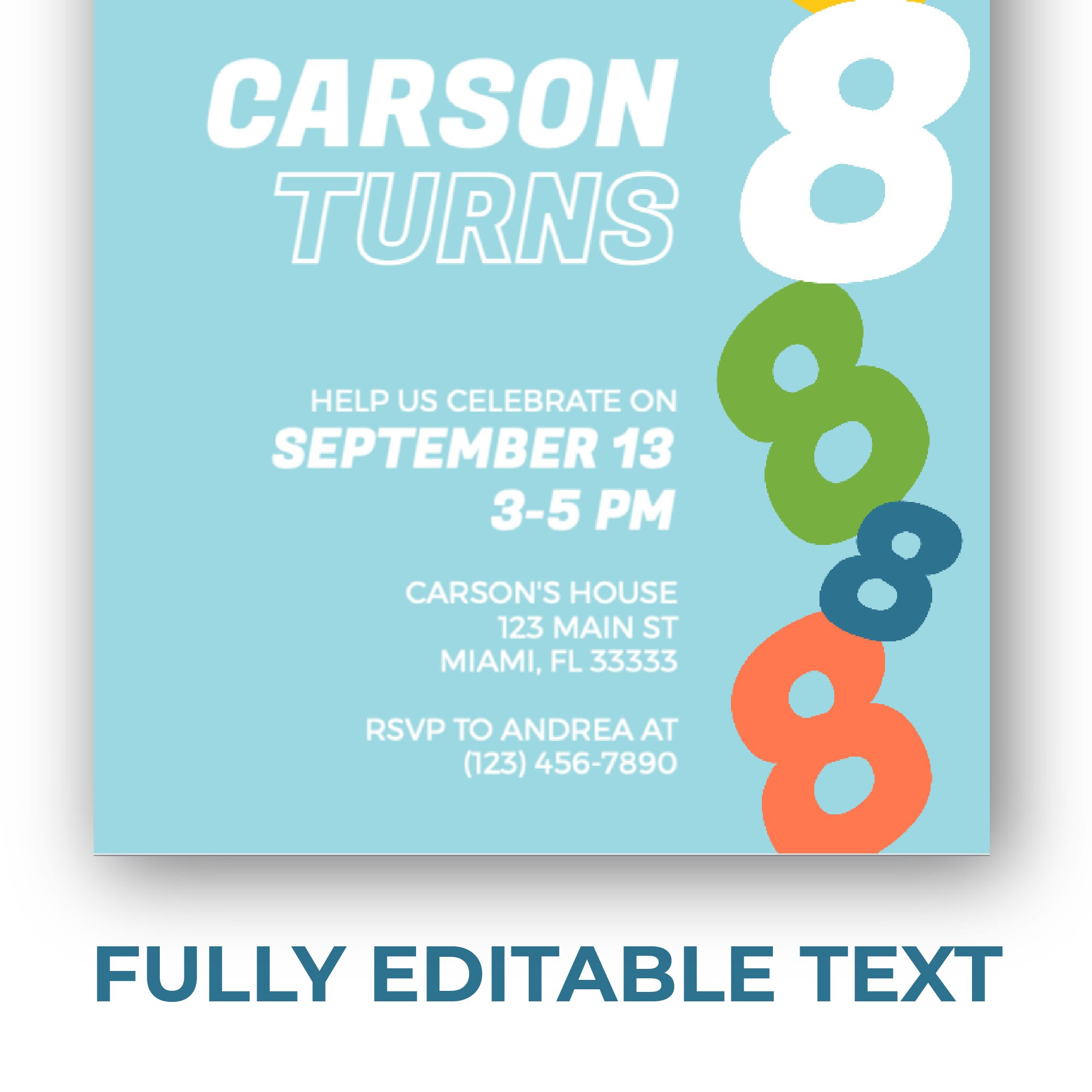 8th Birthday Party Invitation Boy Birthday Party Kid - Etsy