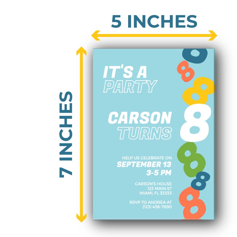 8th Birthday Party Invitation Boy Birthday Party Kid - Etsy