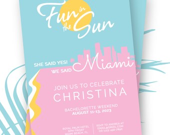 Colorful Miami Bachelorette Party Invitation With Itinerary - Etsy