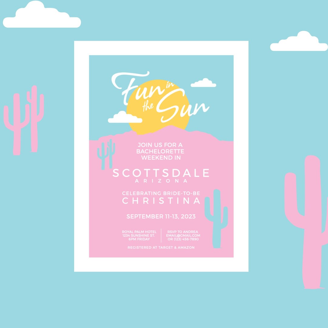 Scottsdale Bachelorette Party Invitation, Mountains and Desert of ...