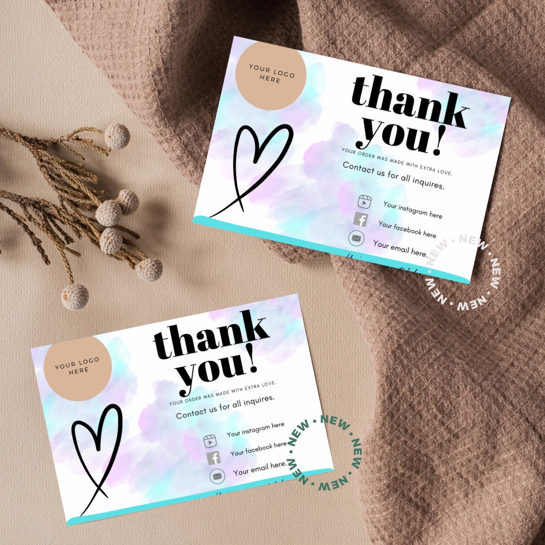 Editable Thank You for Order Packaging Insert Package Thank You Cards ...