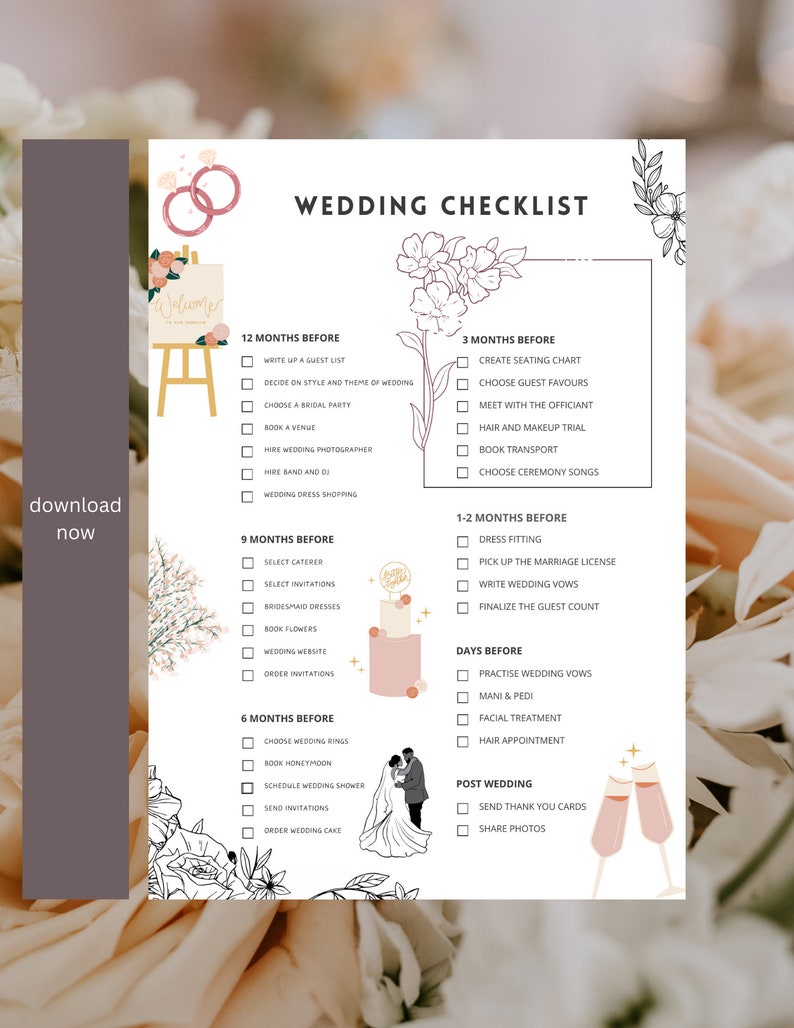 My Wedding Checklist Wedding Planning Schedule Checklist for Wedding ...