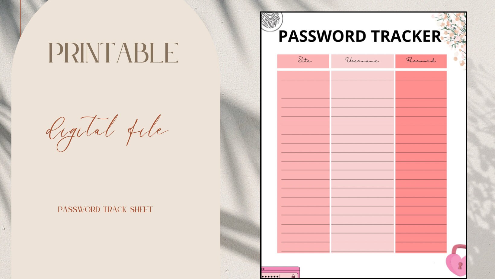 Password Tracker Sheet Password Record Organizer for Passwords - Etsy