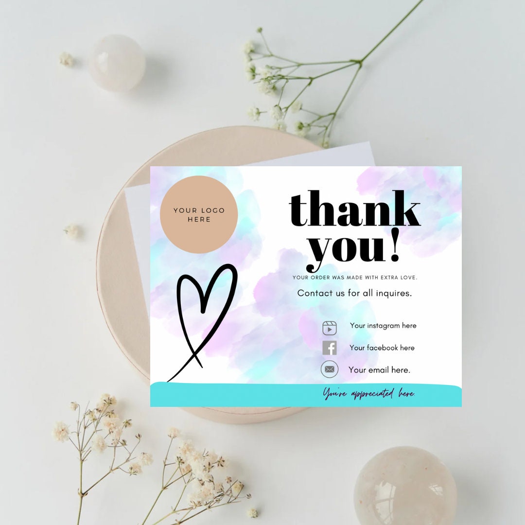 Editable Thank You for Order Packaging Insert Package Thank You Cards ...