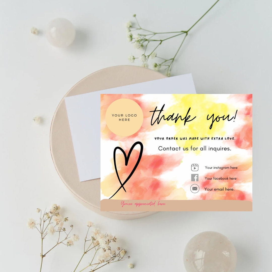 Thank You for Order Editable Packaging Insert Package Thank You Cards ...