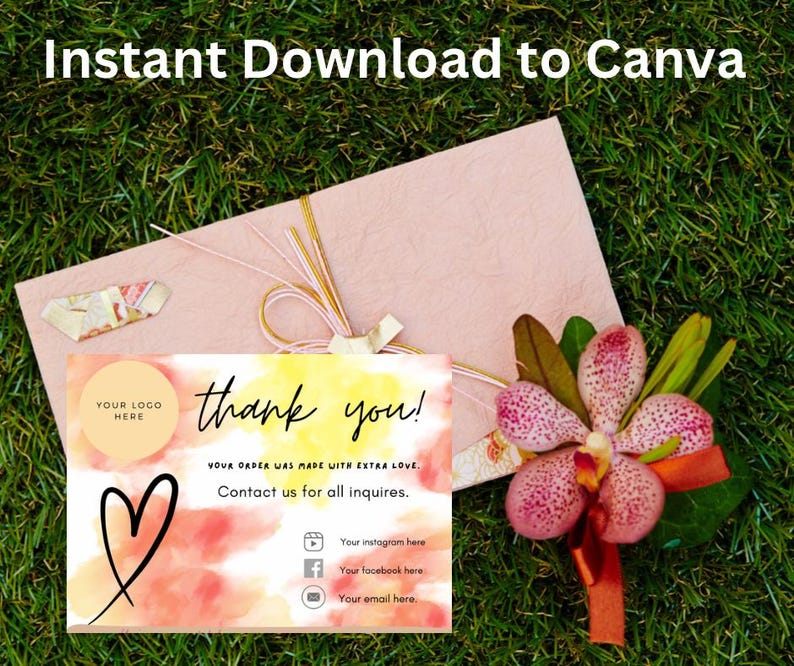 Thank You for Order Editable Packaging Insert Package Thank You Cards ...