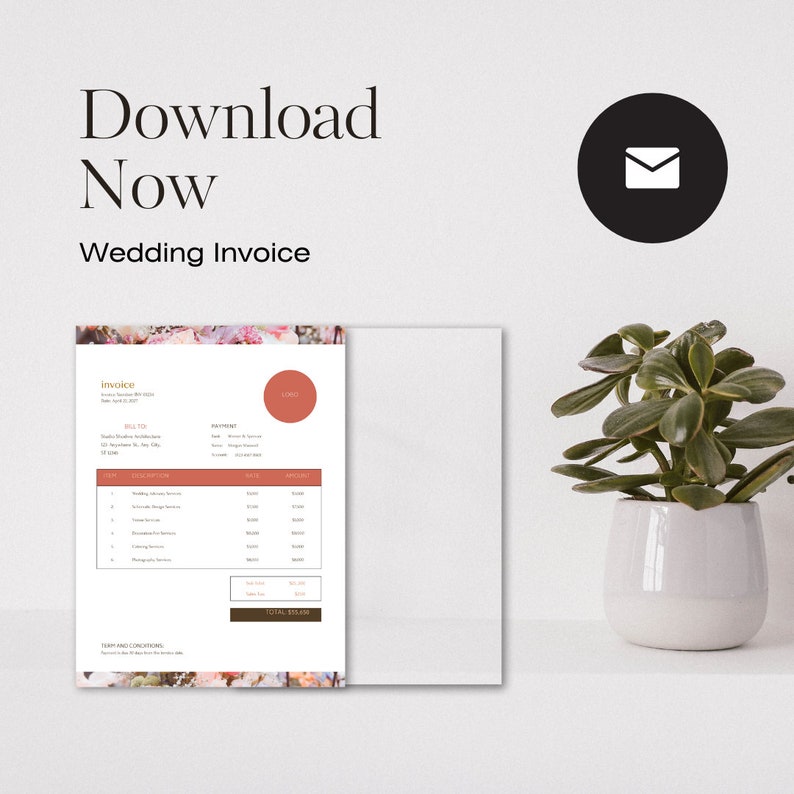 Custom Wedding Invoice Template Editable | Elegant Design for Wedding ...