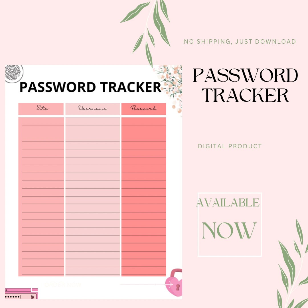 Password Tracker Sheet Password Record Organizer for Passwords - Etsy