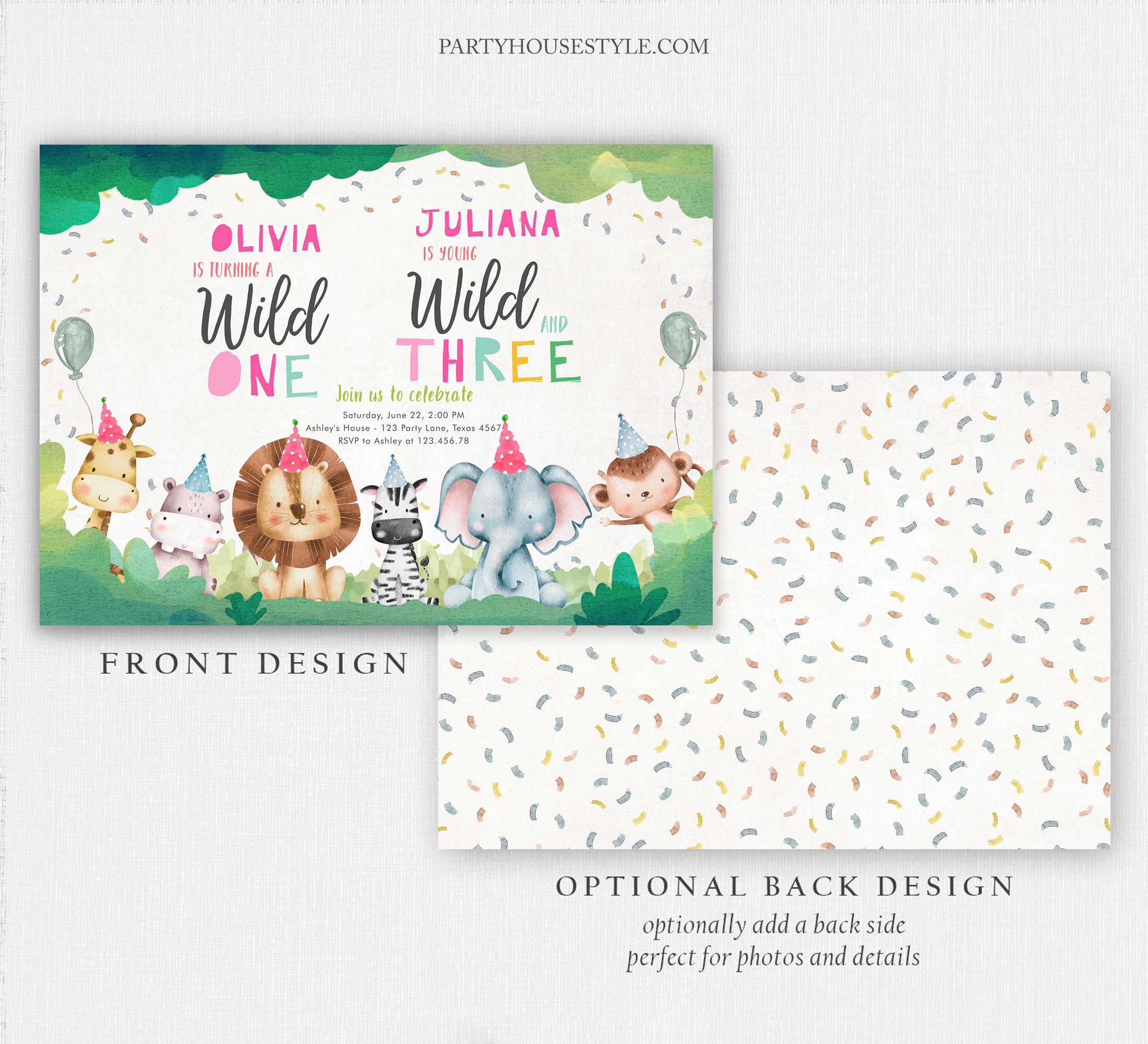 Editable Wild One Young Wild and Three Birthday Invitation Party ...