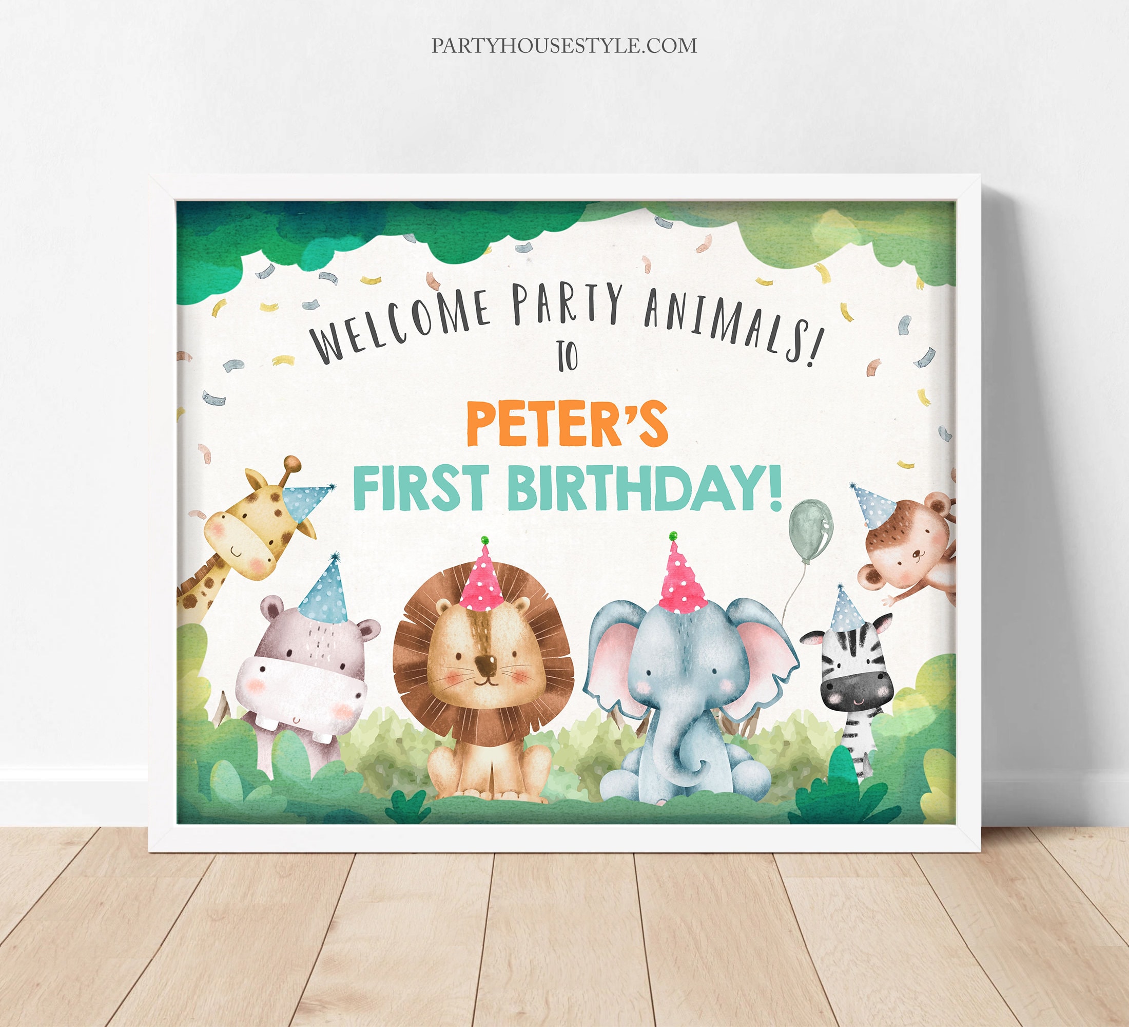 Editable Party Animals Welcome Sign Party Animal Sign Zoo Safari ...