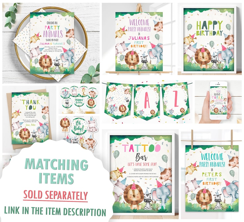 Editable Water Bottle Labels Party Animals Girl Birthday Wild One ...