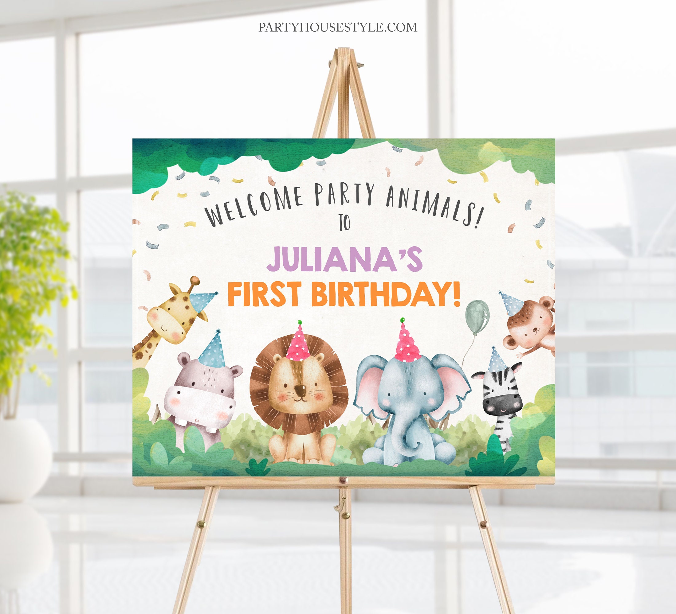 Editable Party Animals Welcome Sign Party Animal Sign Zoo Safari ...