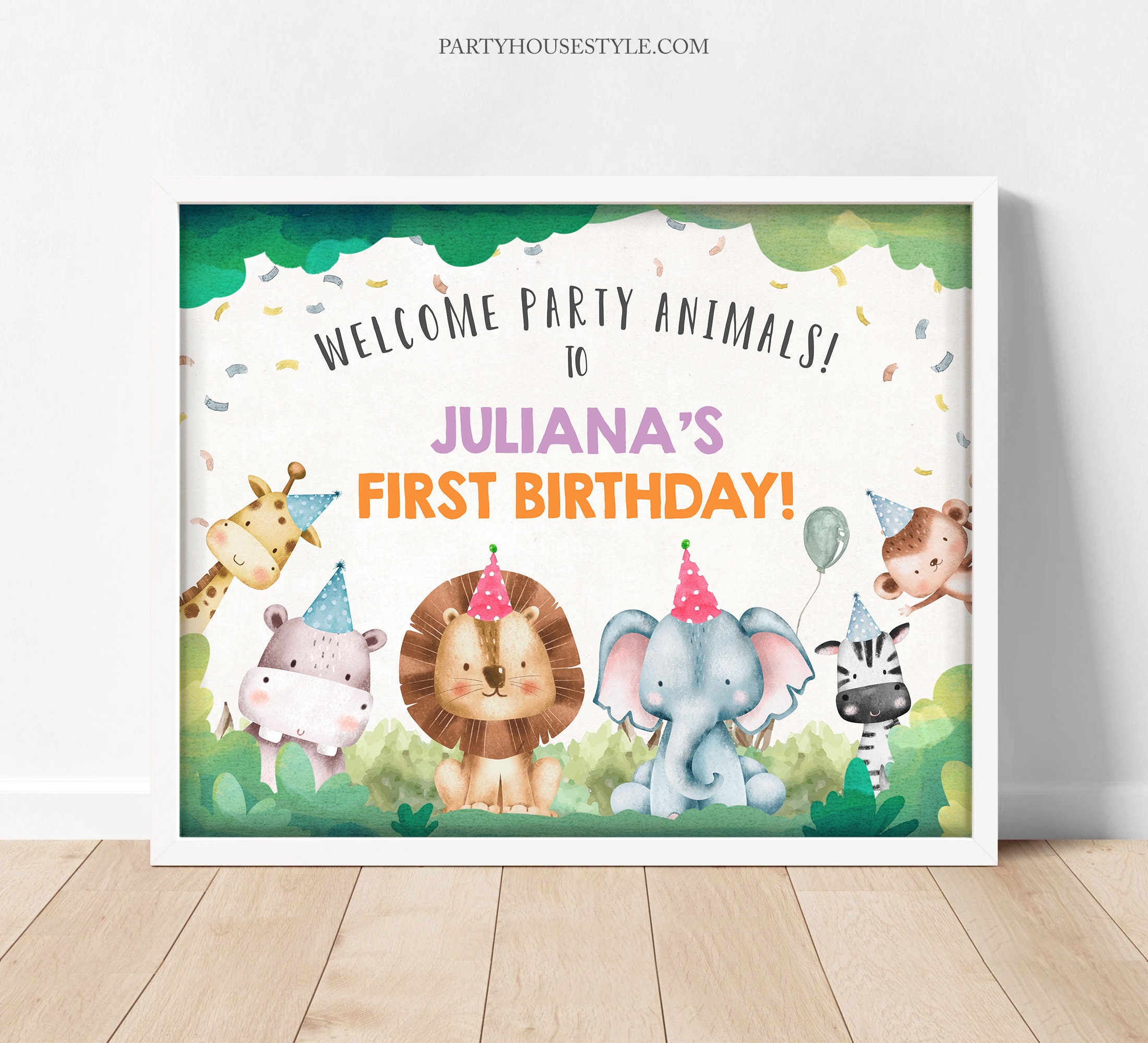 Editable Party Animals Welcome Sign Party Animal Sign Zoo Safari ...