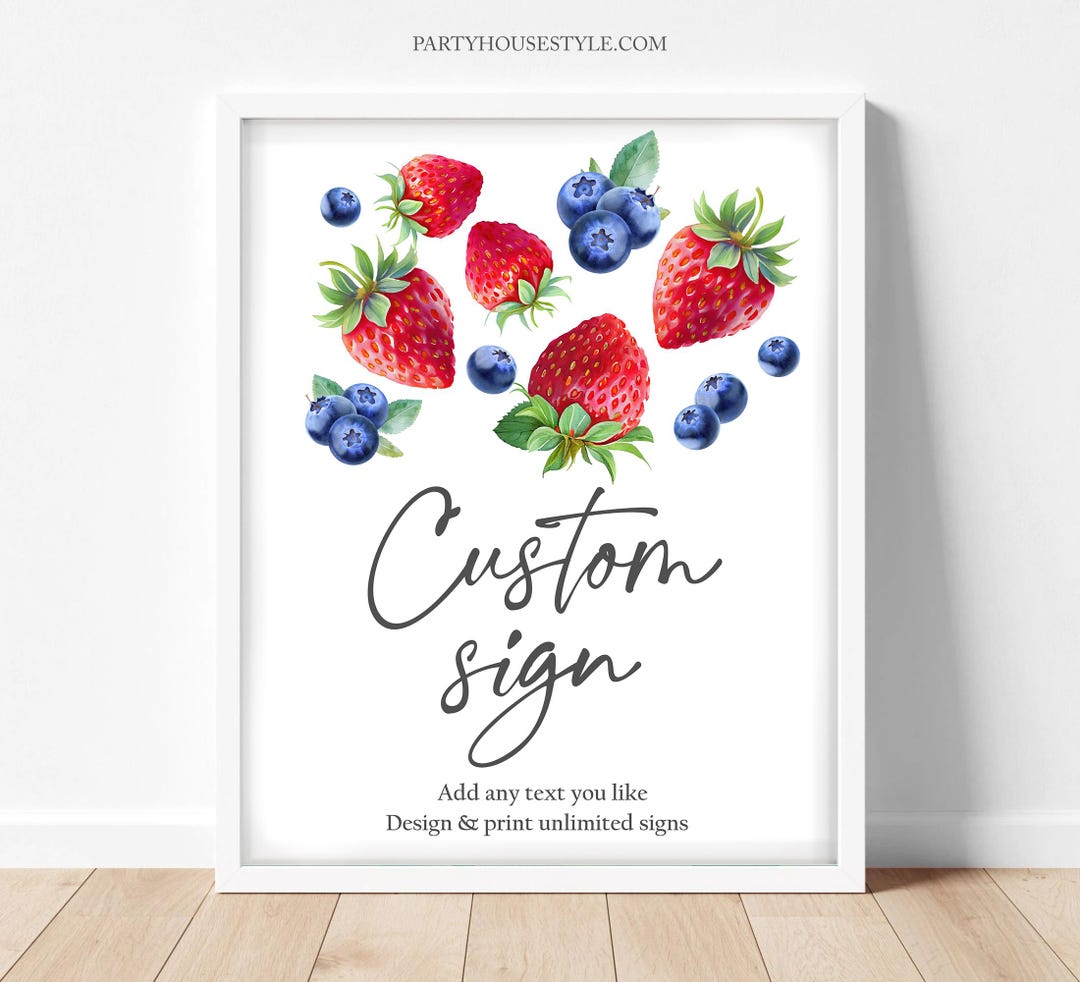 Editable Custom Sign Berry First Birthday Sign Berry Sweet Party Decor ...