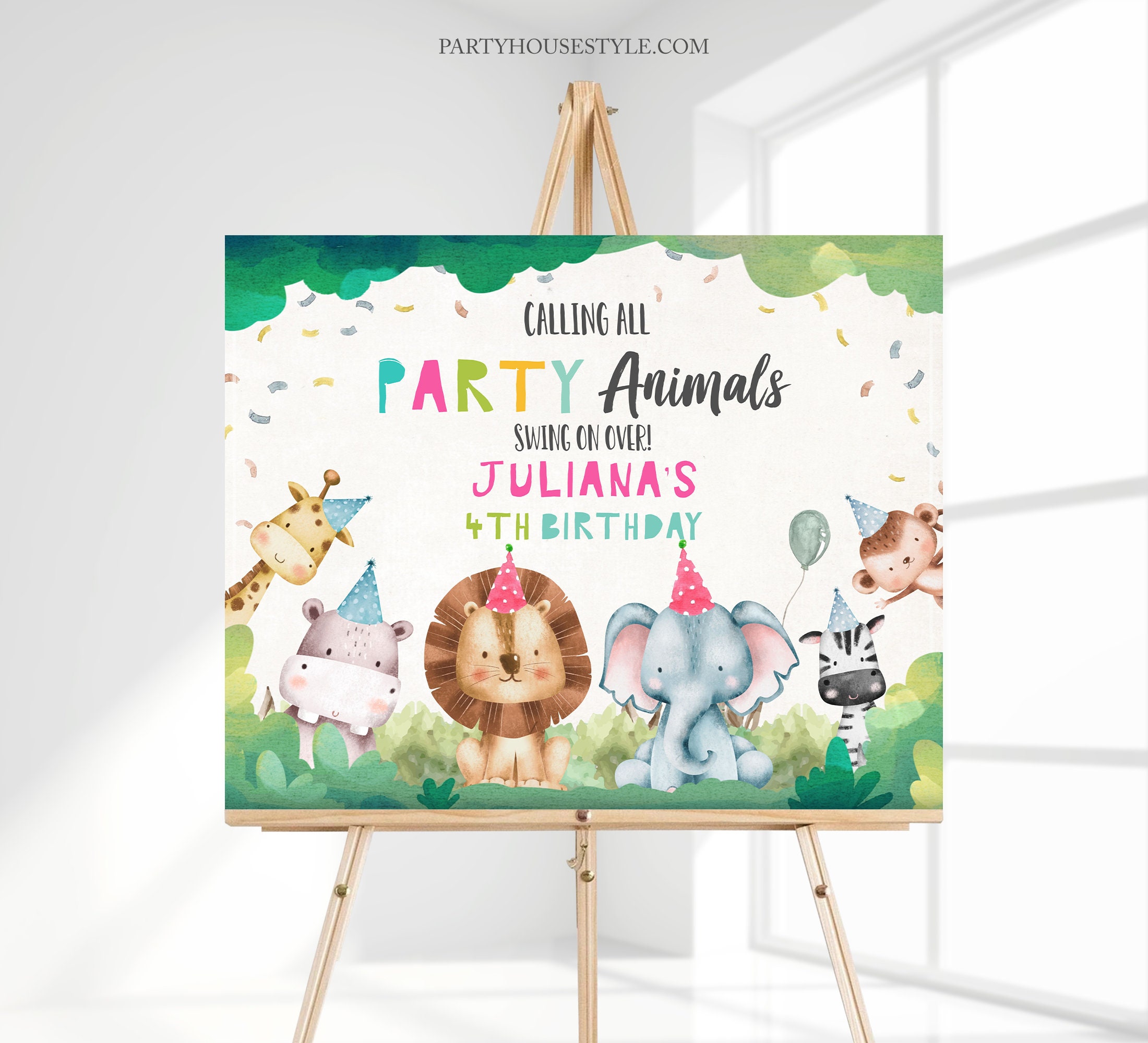 Editable Party Animals Welcome Sign Party Animal Sign Zoo Safari ...
