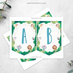 Alphabet Banner A to Z + Number Birthday Jungle Safari Animals Zoo Boy ...