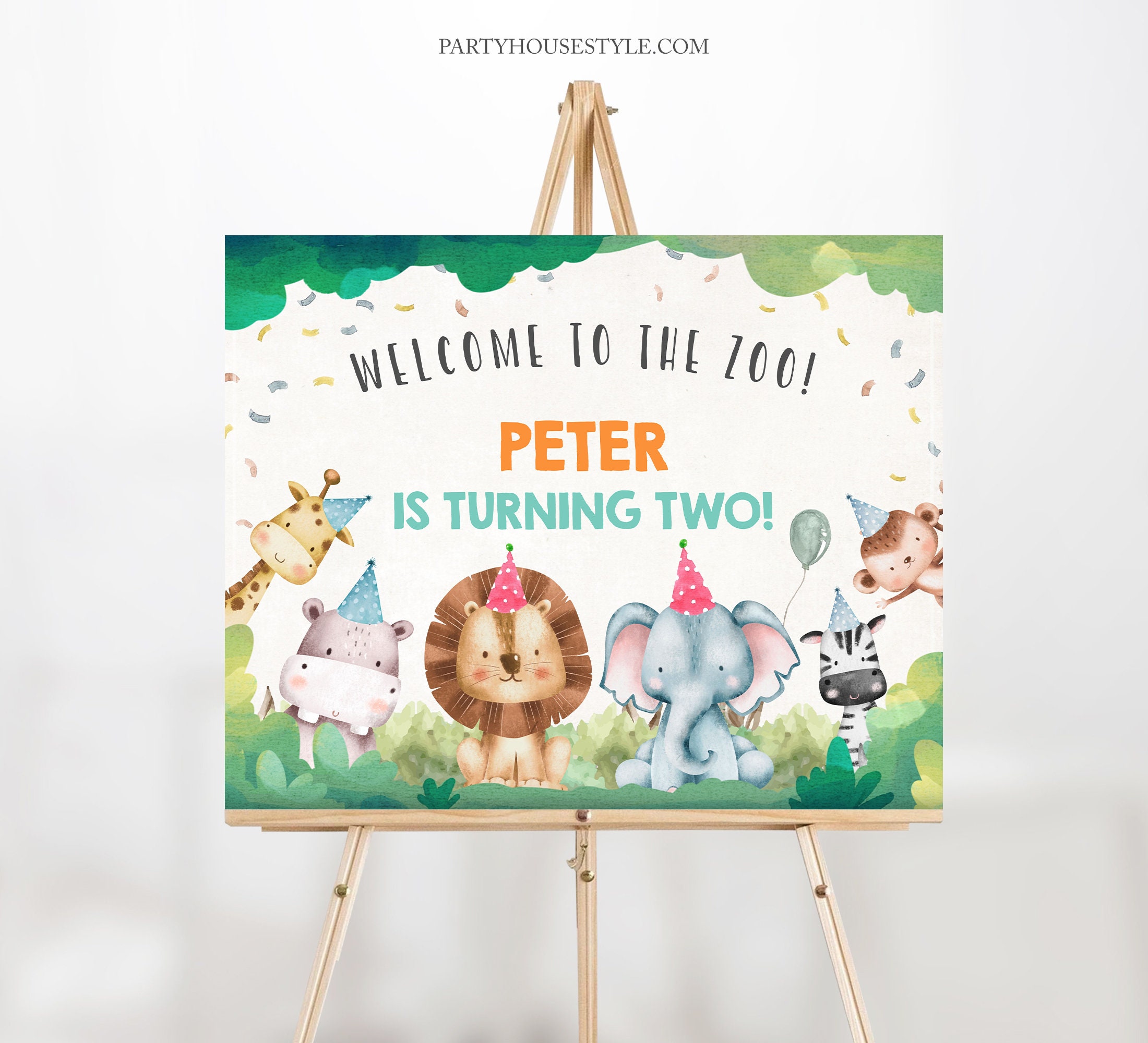 Editable Party Animals Welcome to the Zoo Sign Safari Animals Sign ...