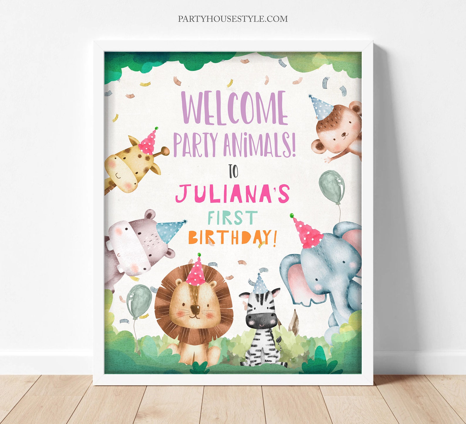 Editable Party Animals Welcome Sign Party Animal Sign Zoo Safari ...