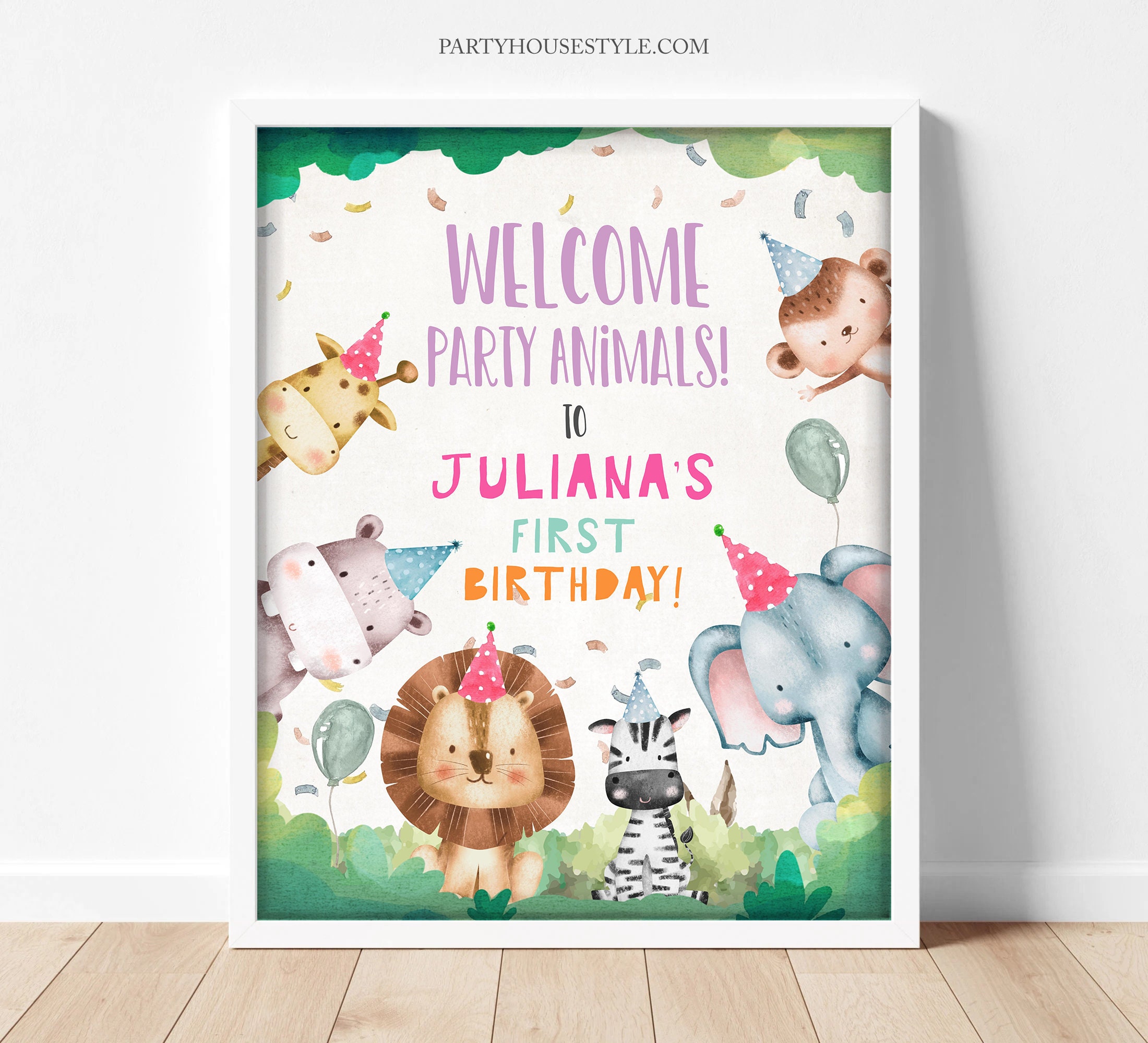 Editable Party Animals Welcome Sign Party Animal Sign Zoo Safari ...