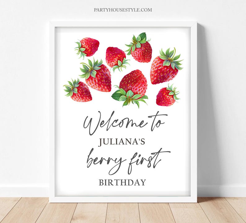 Editable Strawberry Welcome Sign Strawberry Birthday Welcome Farmers ...