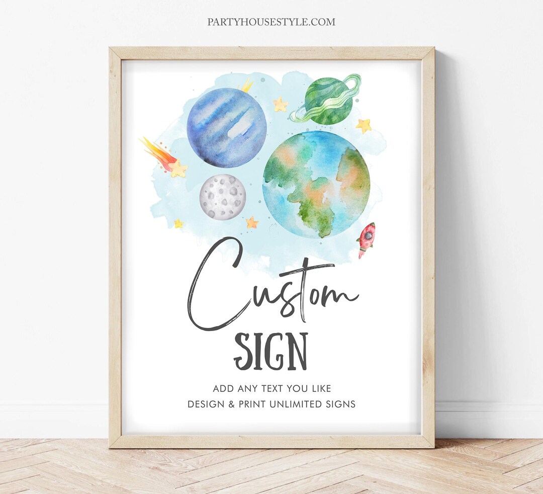 Editable Custom Sign Space Sign Birthday Galaxy Outer Space Birthday ...