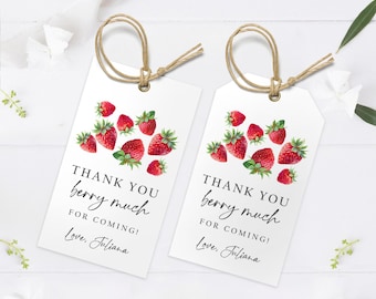 Editable Strawberry Favor Tag Strawberry Birthday Thank You Tag Label ...