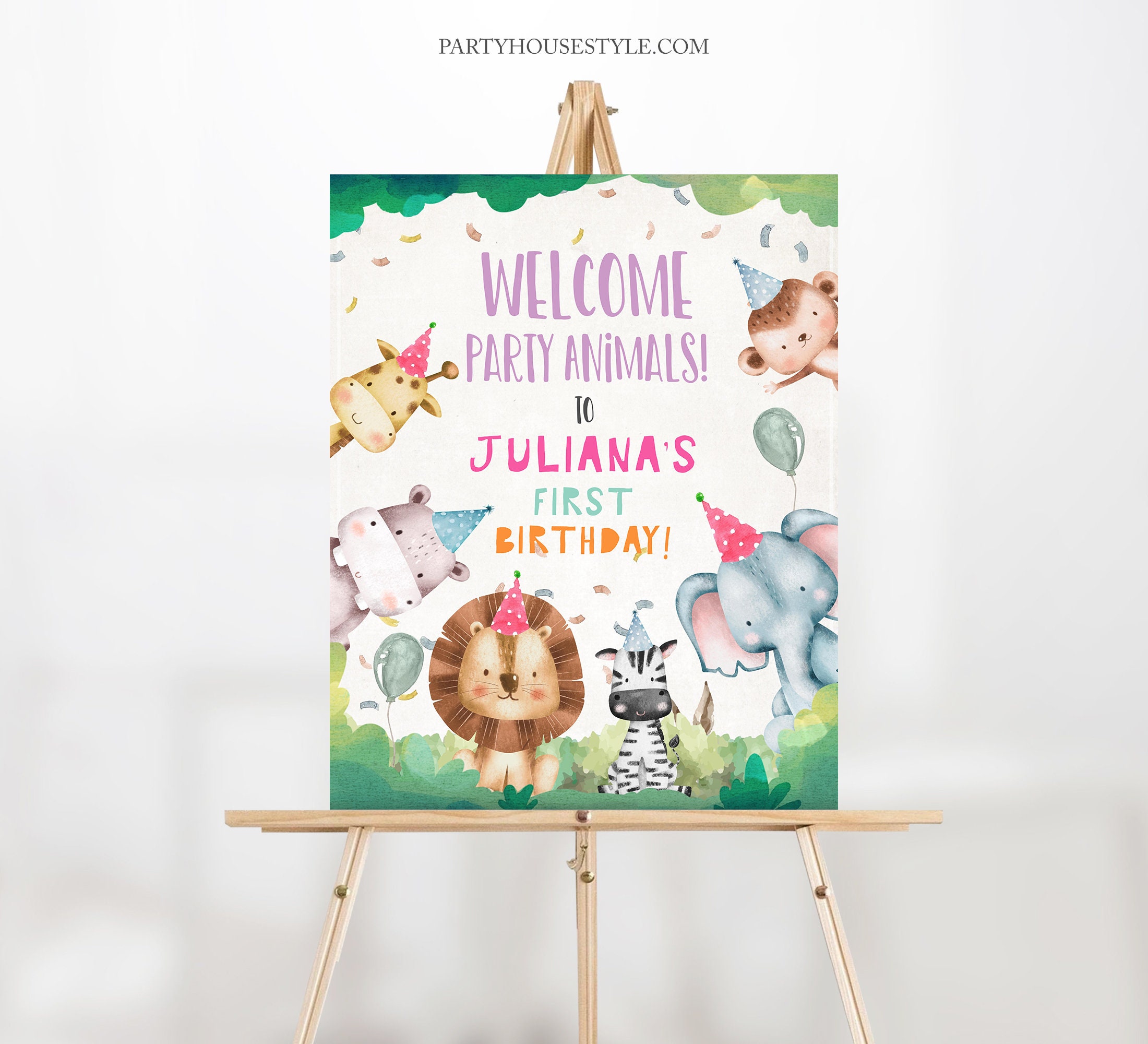 Editable Party Animals Welcome Sign Party Animal Sign Zoo Safari ...