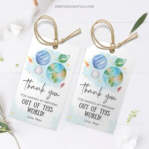 Editable Outer Space Favor Tag Galaxy Gift Tag Space Birthday Thank You ...