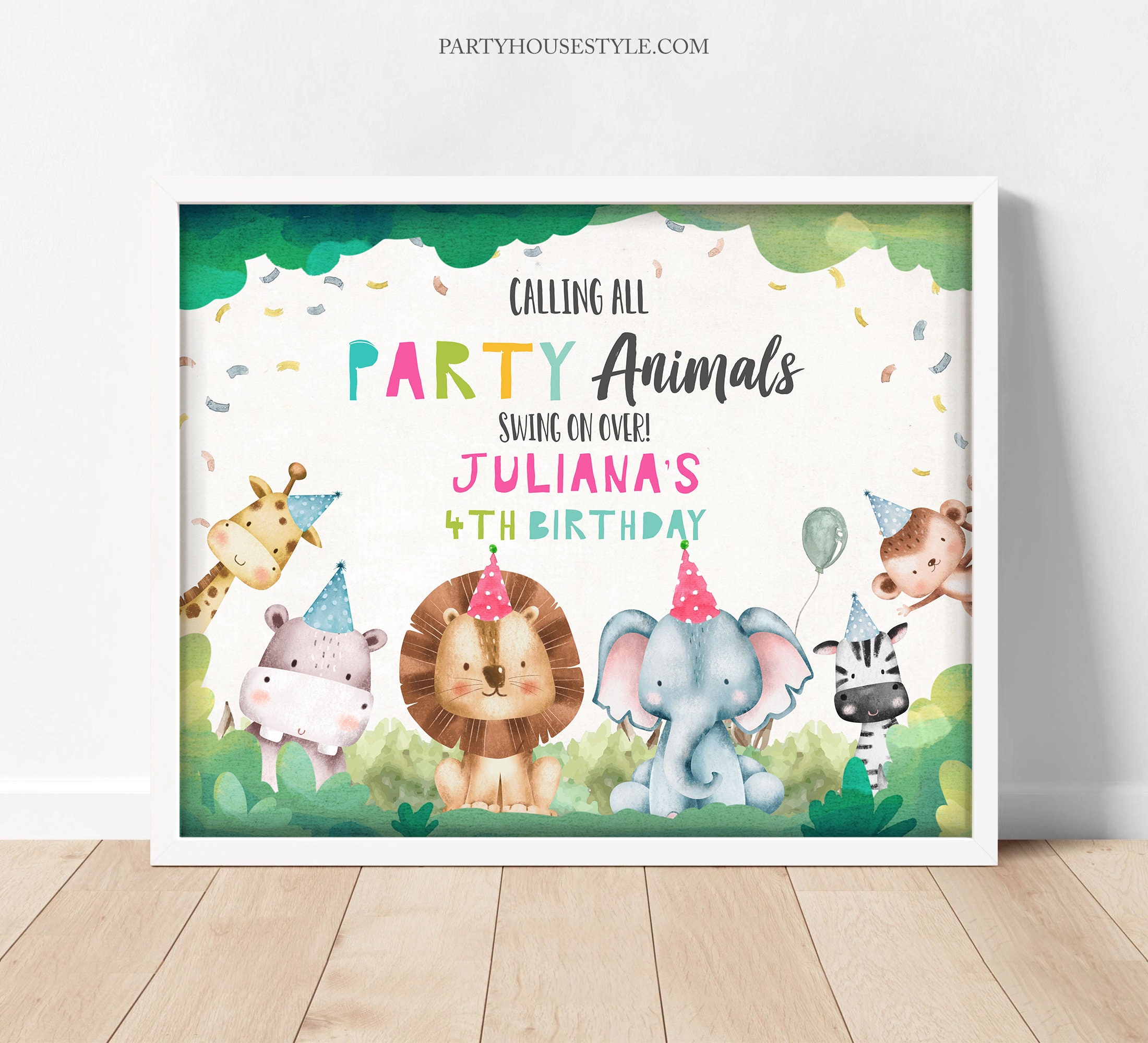 Editable Party Animals Welcome Sign Party Animal Sign Zoo Safari ...