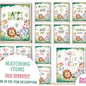 Editable Party Animals Birthday Backdrop Banner Safari Animals Boy Wild ...