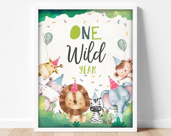 Wild One Birthday Sign Party One Wild Year First Birthday 1st Safari ...