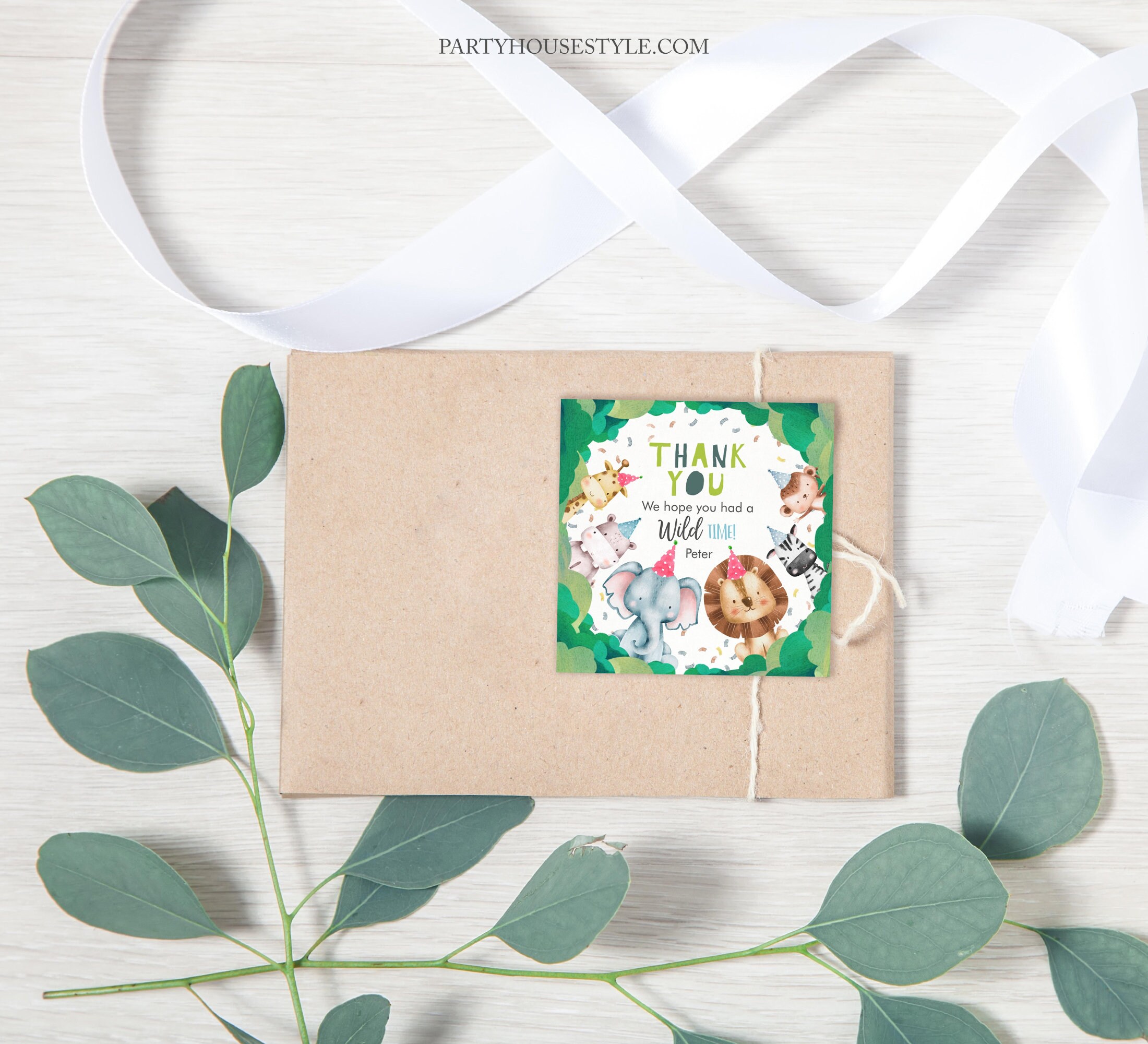 Editable Party Animals Favor Tags Wild One Thank You Tag Safari Animals ...