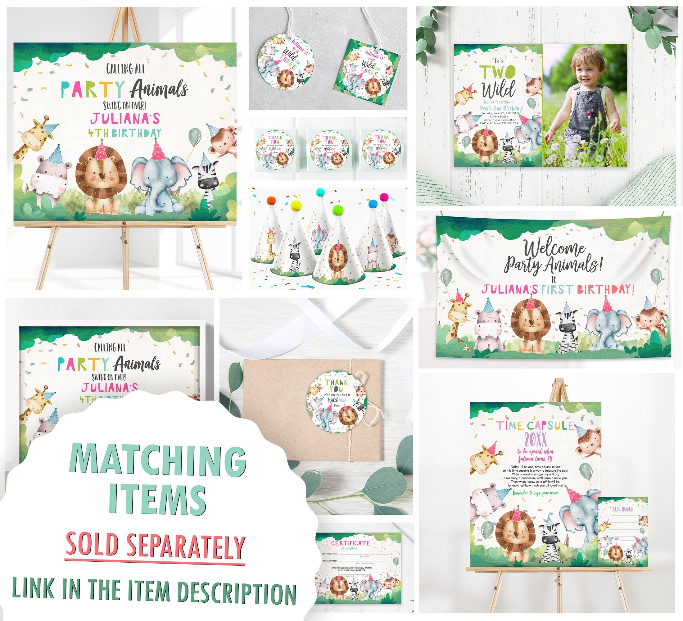 Editable Young Wild and Three Invitation Boy Safari Animals Zoo Wild ...