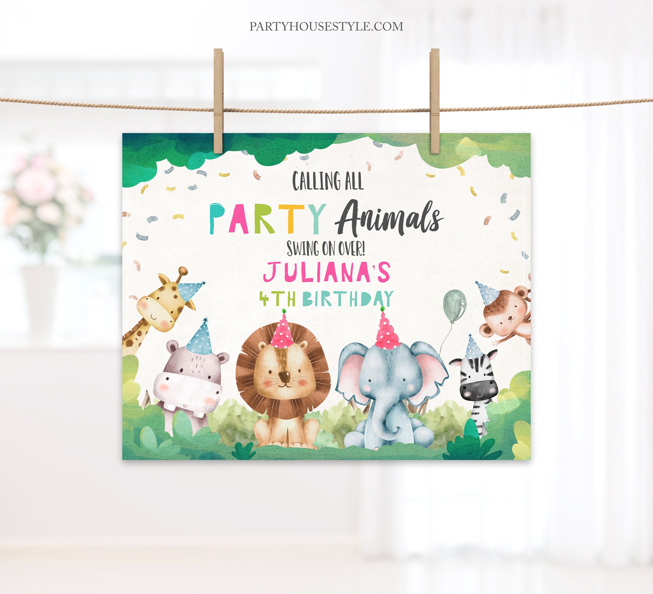 Editable Party Animals Welcome Sign Party Animal Sign Zoo Safari ...