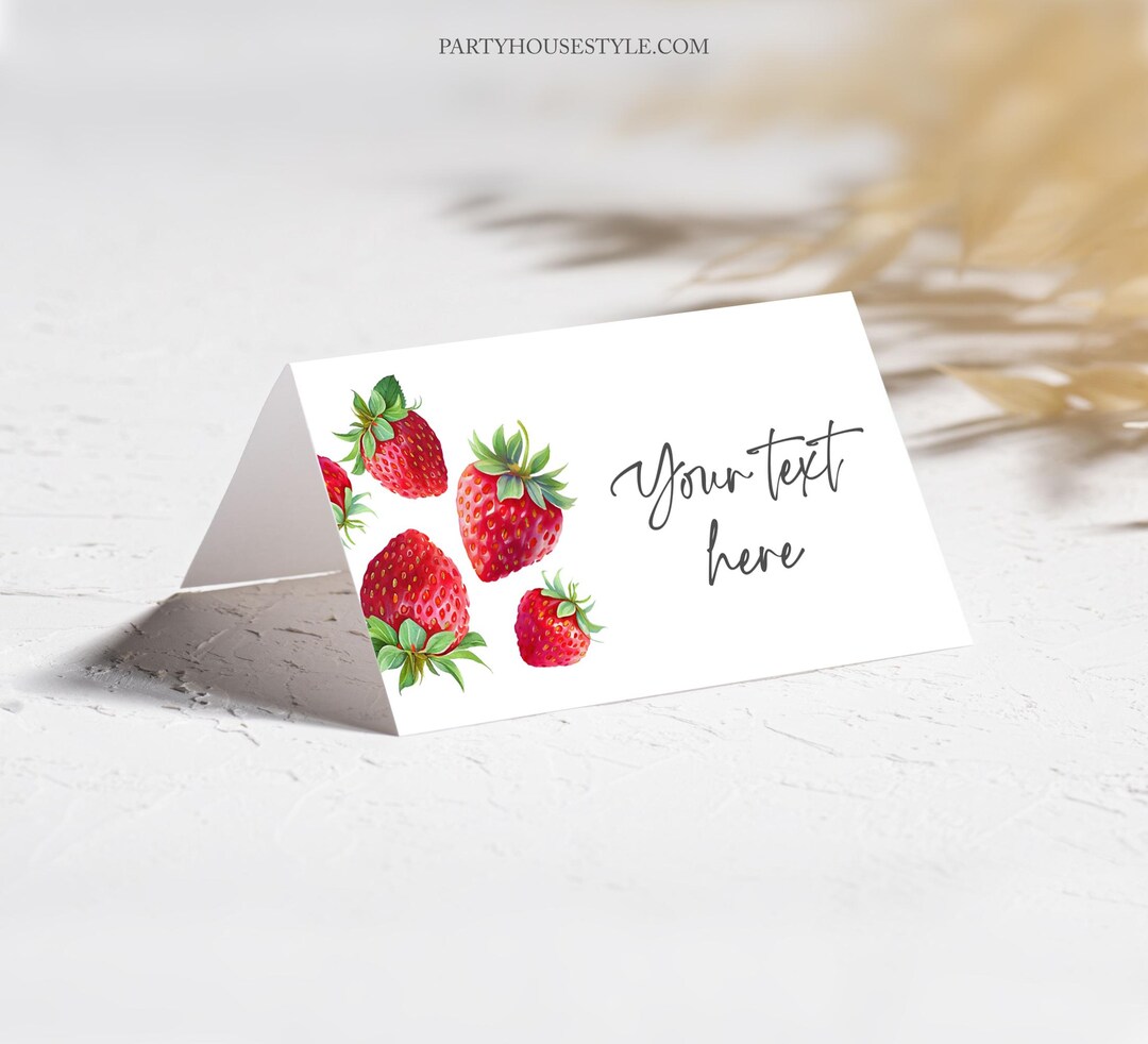 Editable Strawberry Food Label Strawberry Birthday Party Place Card ...