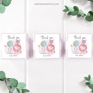 Editable Galaxy Space Favor Tags Outer Space Birthday Thank You Sticker ...