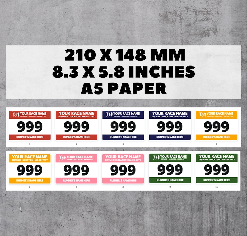 Editable Race Bib Collection 20pcs • Fully Customizable Template ...