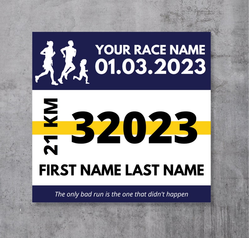 Customizable Race Bib Template | Editable Running Number (canva ...