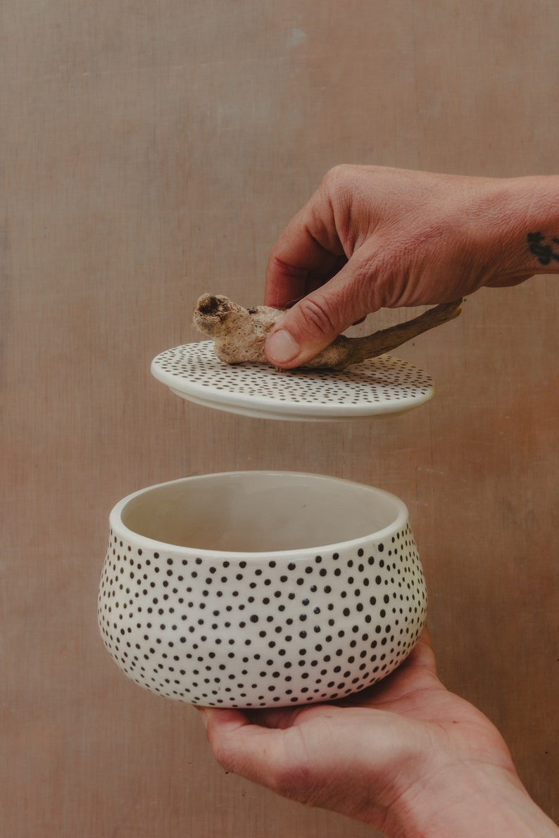 Handmade Ceramic Container Jar With Lid and Handle in Sea - Etsy