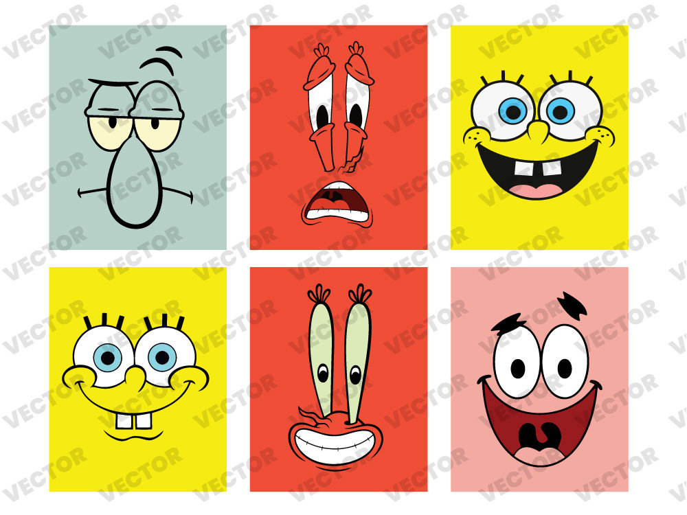 06 Caras de dibujos animados SVG PNG Cortar archivos para - Etsy España